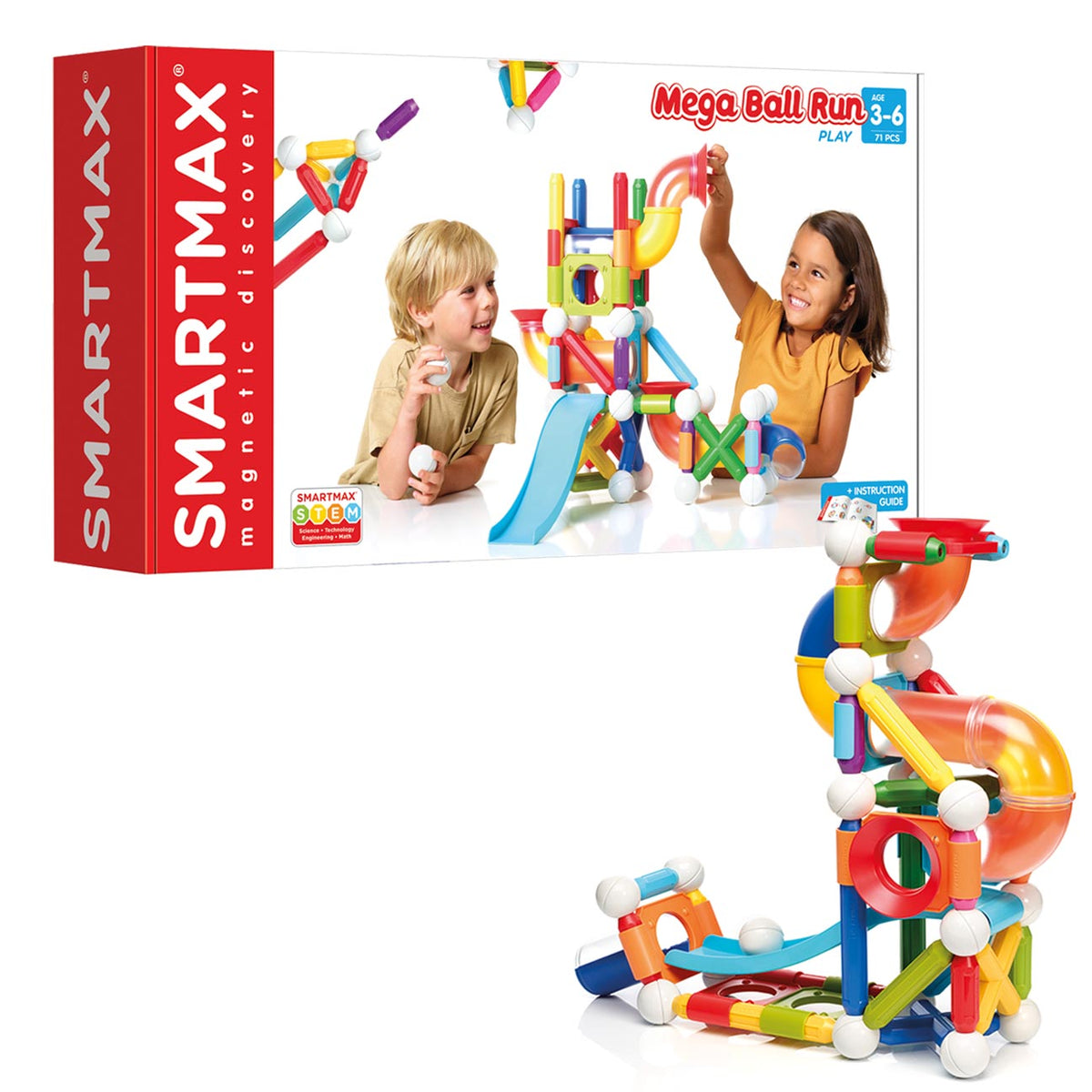 SmartMax Mega Ball Run 71-pieces Dynamic STEM Magnetic Building Set fo ...